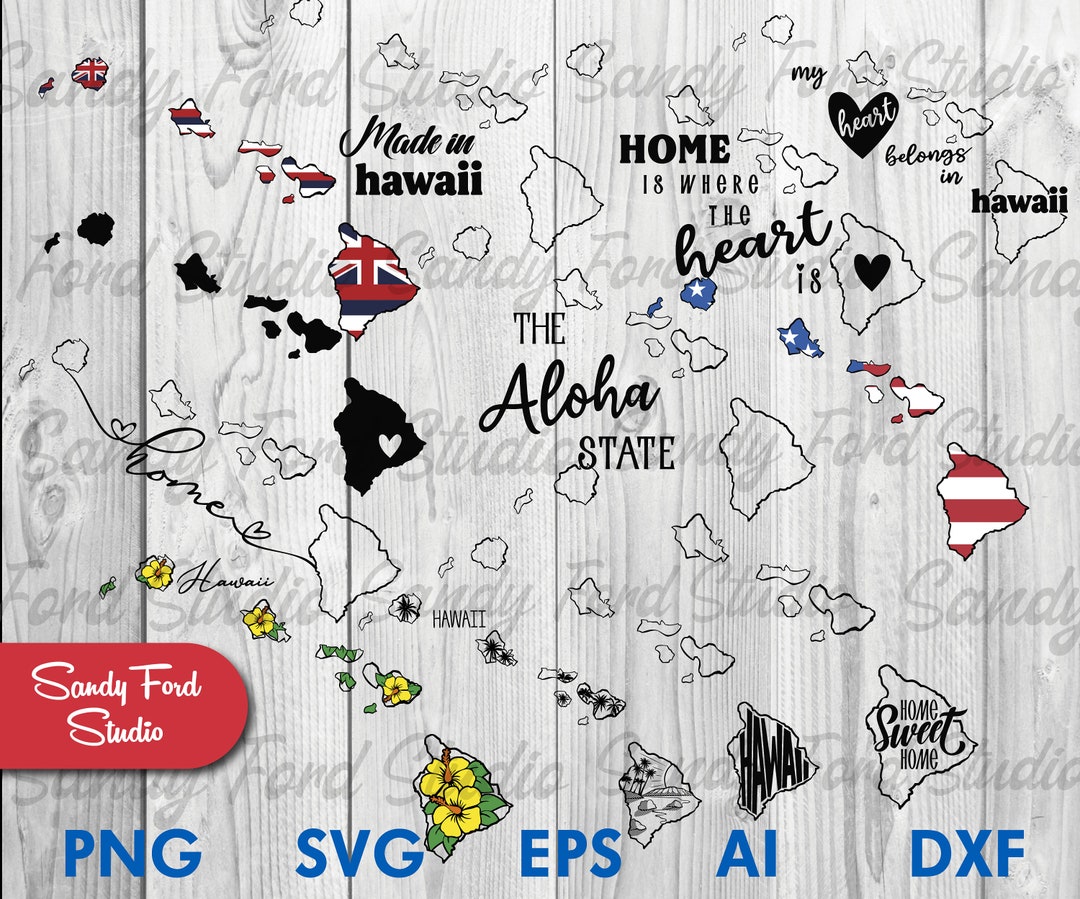 Hawaii State SVG Bundle, Hawaii Clipart, Hawaii Outline, Hawaii PNG ...