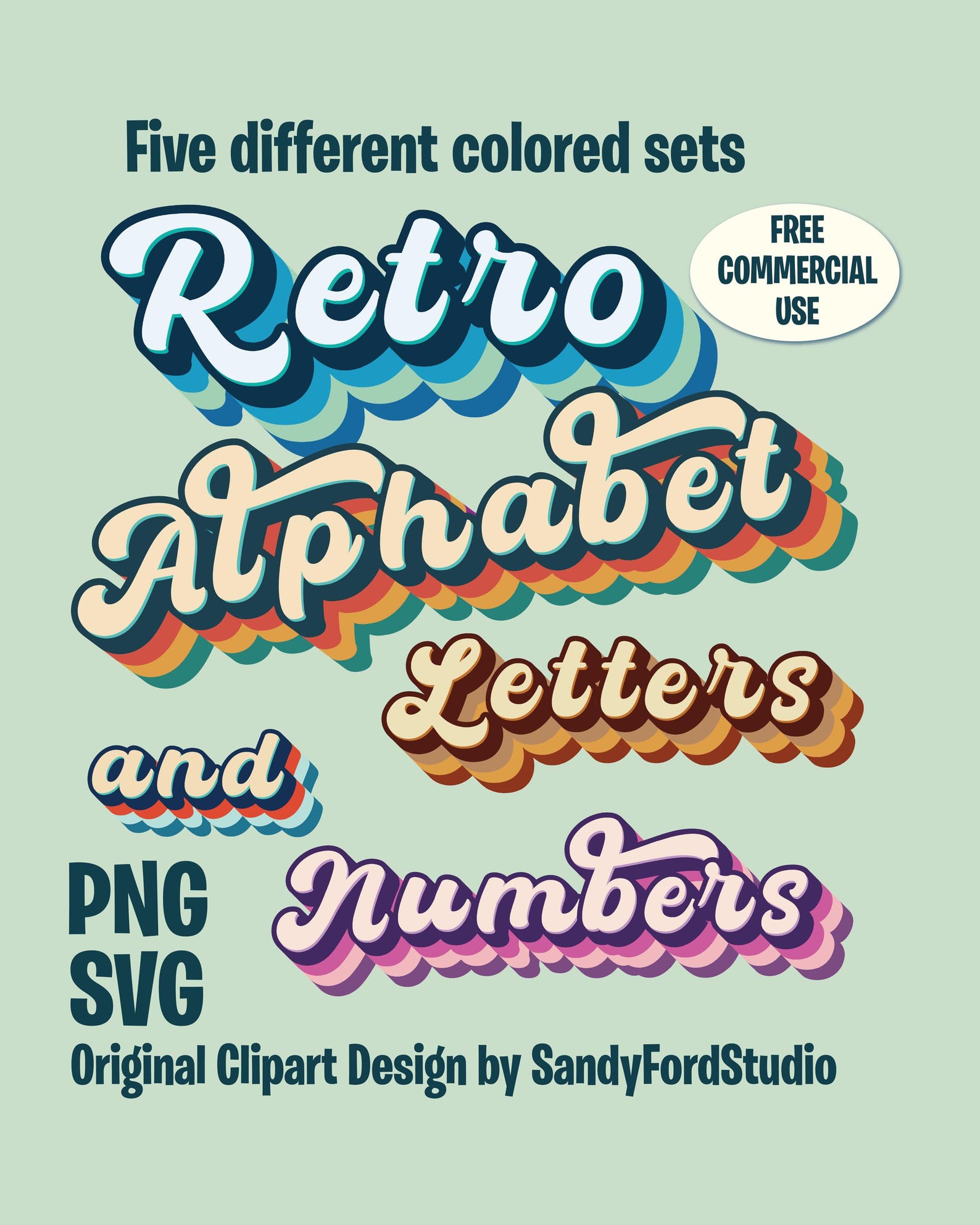 Retro Alphabet SVG | 70s Groovy Letters PNG | Retro Font Clipart Bundle ...