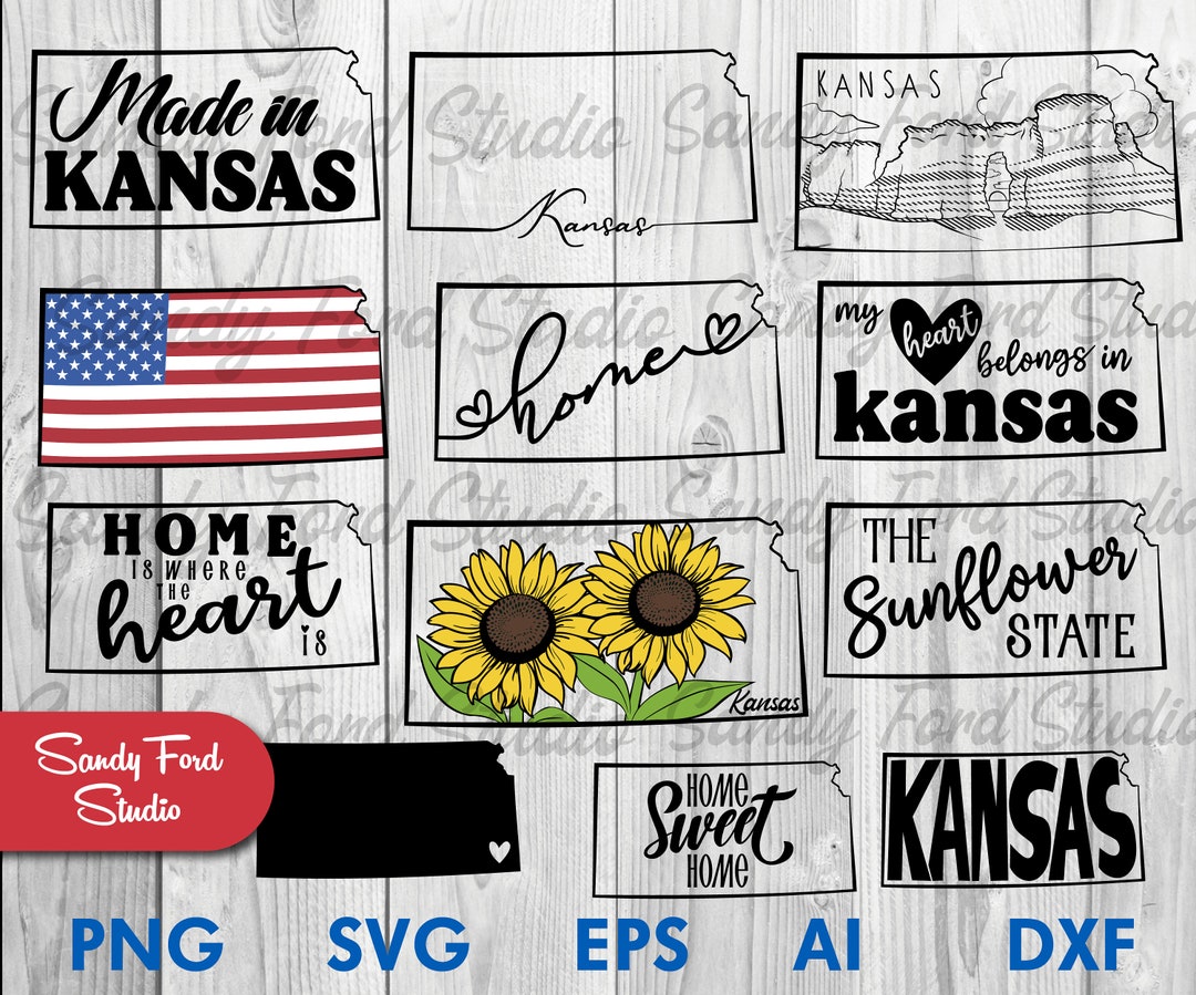 Kansas State SVG Bundle, Kansas Clipart, Kansas Outline, Kansas PNG ...