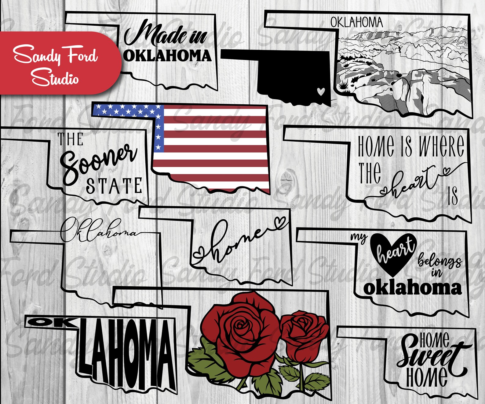 Oklahoma State SVG Bundle: Outline Clipart, PNG, Vector (instant ...