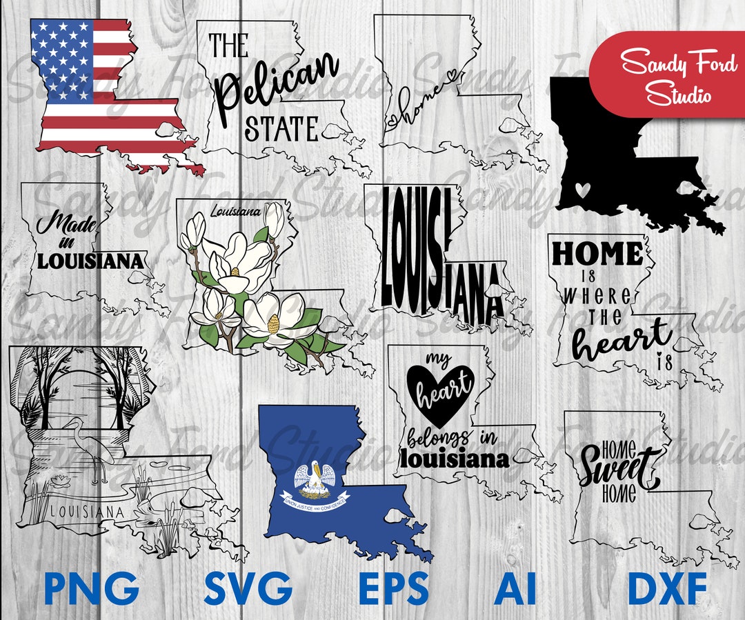 Louisiana State SVG Bundle, Louisiana Clipart, Louisiana Outline ...