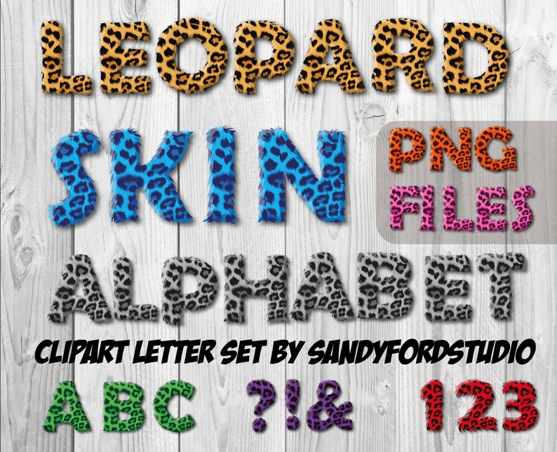 Leopard Print Alphabet Clipart – 8 Furry Letter Sets, PNG Files ...