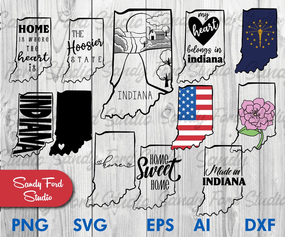 Indiana State SVG Bundle, Indiana Clipart, Indiana Outline, Indiana PNG ...