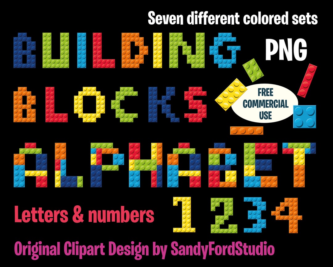 Building Block Alphabet Letters PNG, Plastic Brick Font - Instant ...