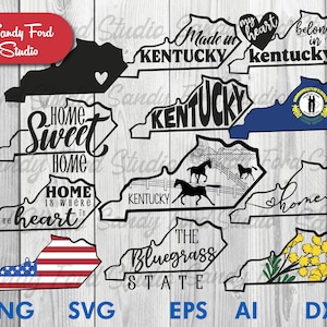 Kentucky State SVG Bundle, Kentucky Clipart, Kentucky Outline, Kentucky ...