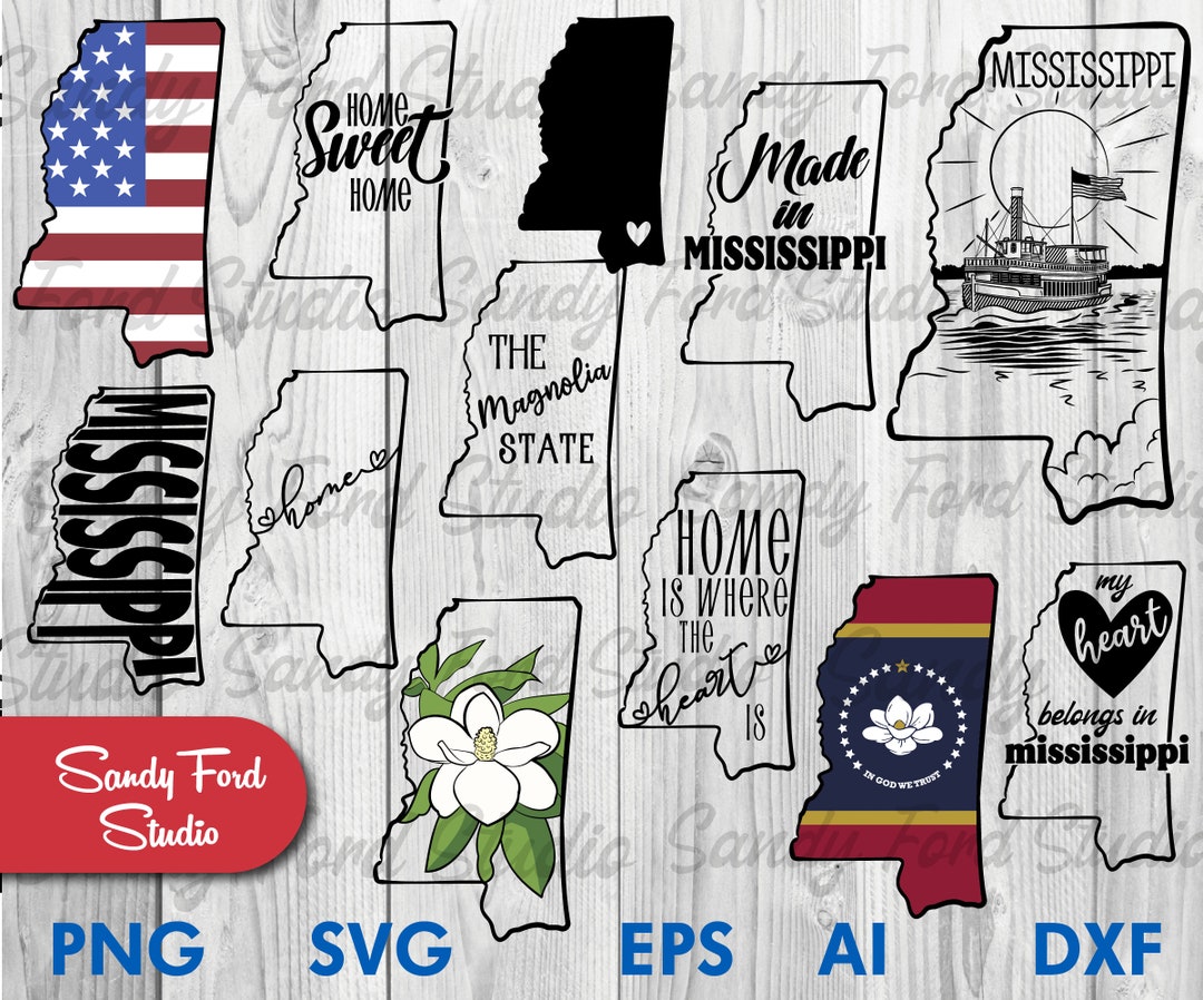 Mississippi State SVG Bundle, Mississippi Clipart, Mississippi Outline ...