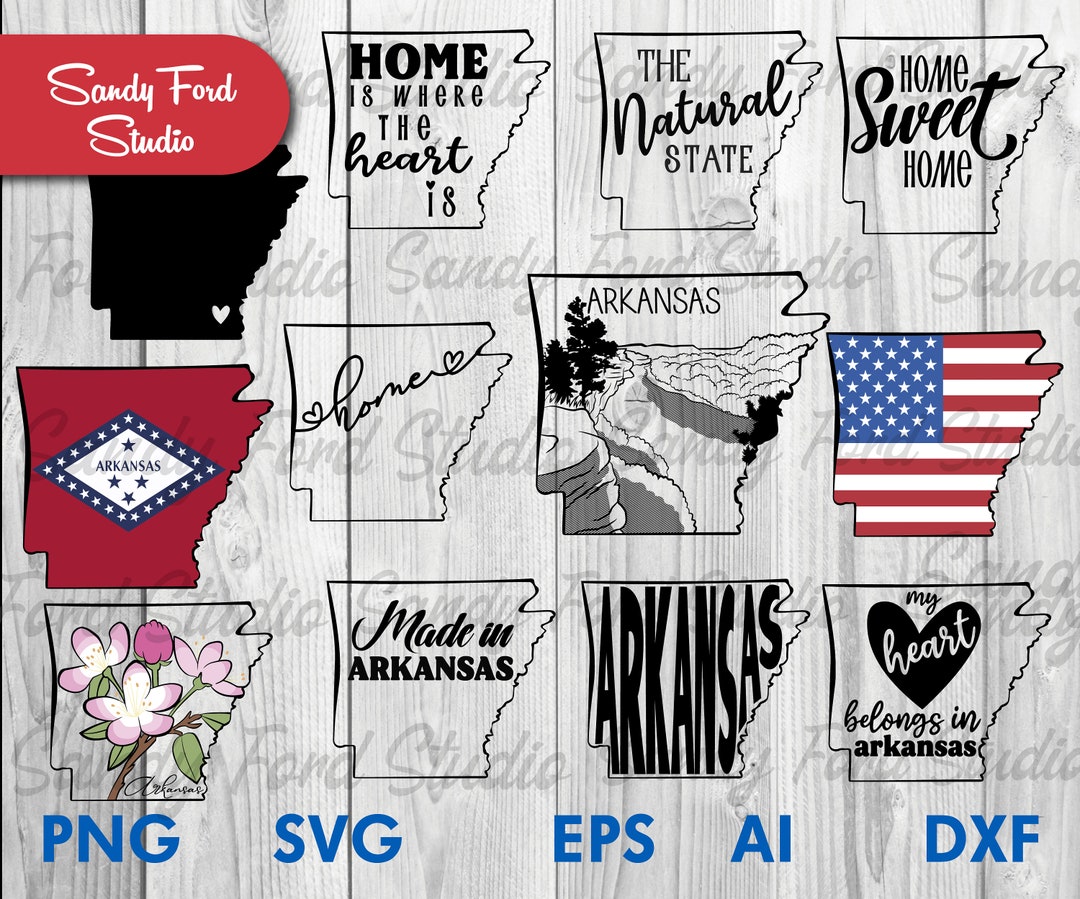 Arkansas State Outline SVG Bundle: Clipart, Vector Graphics (instant ...