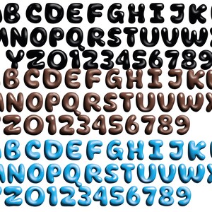 Bubble Alphabet - Bubble Letters and Numbers - 10 Complete Sets - PNG ...