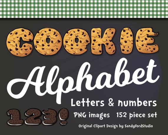Cookie Alphabet Letters and numbers Chocolate chip and | Etsy