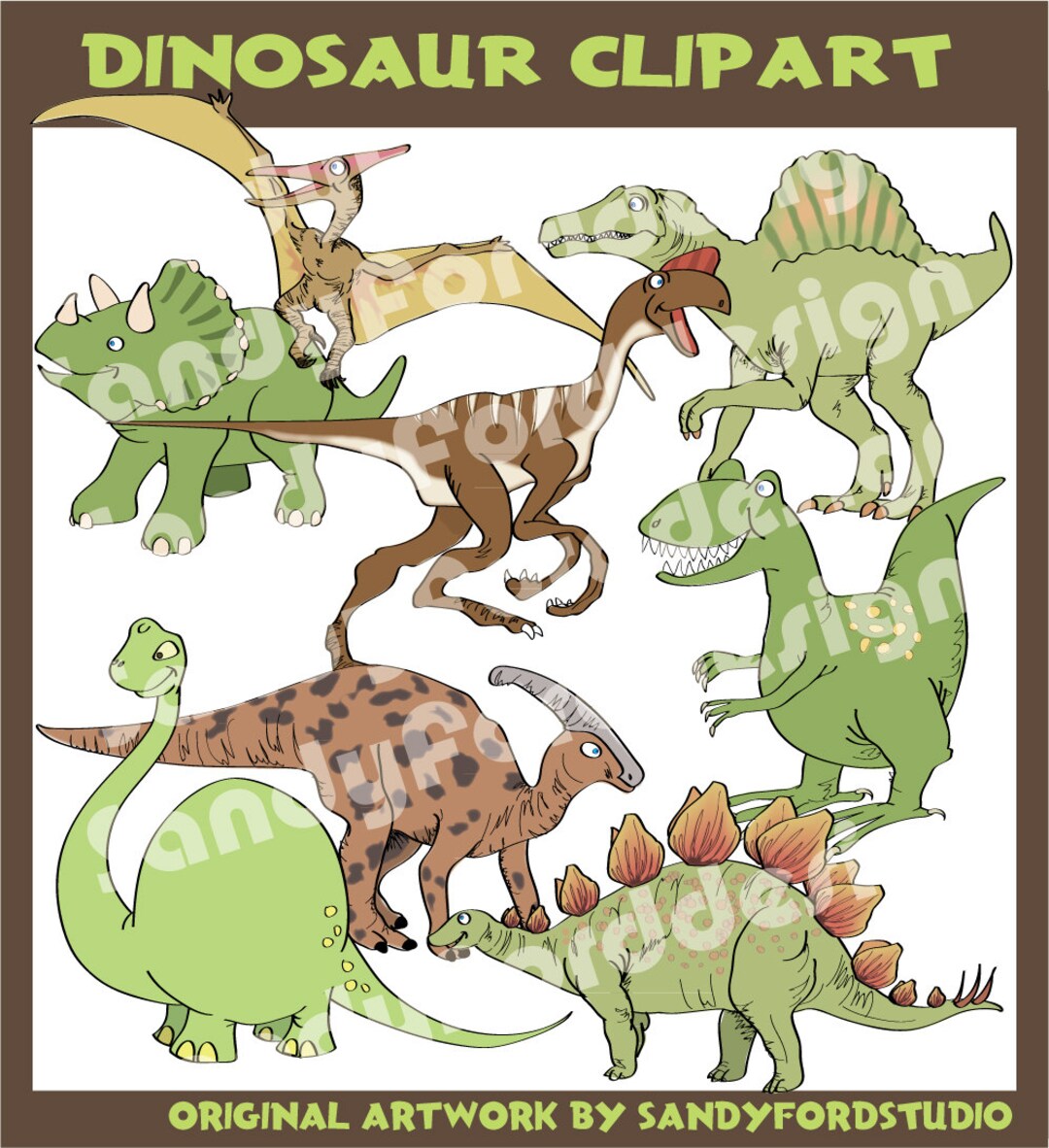Dinosaur Clipart Collection - Instant Download - Etsy