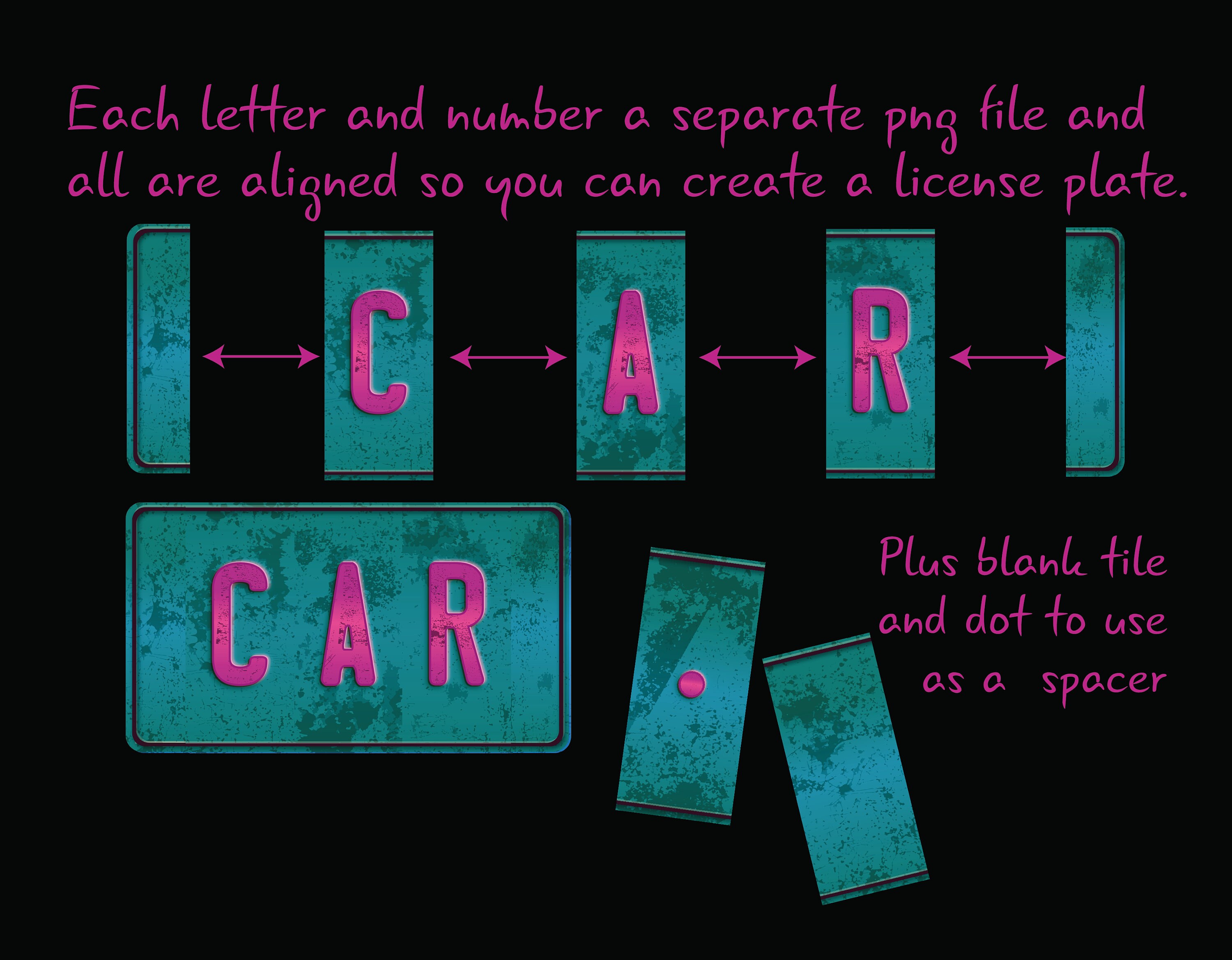 License Plate Alphabet PNG: Car Plate Letters & Numbers (instant ...