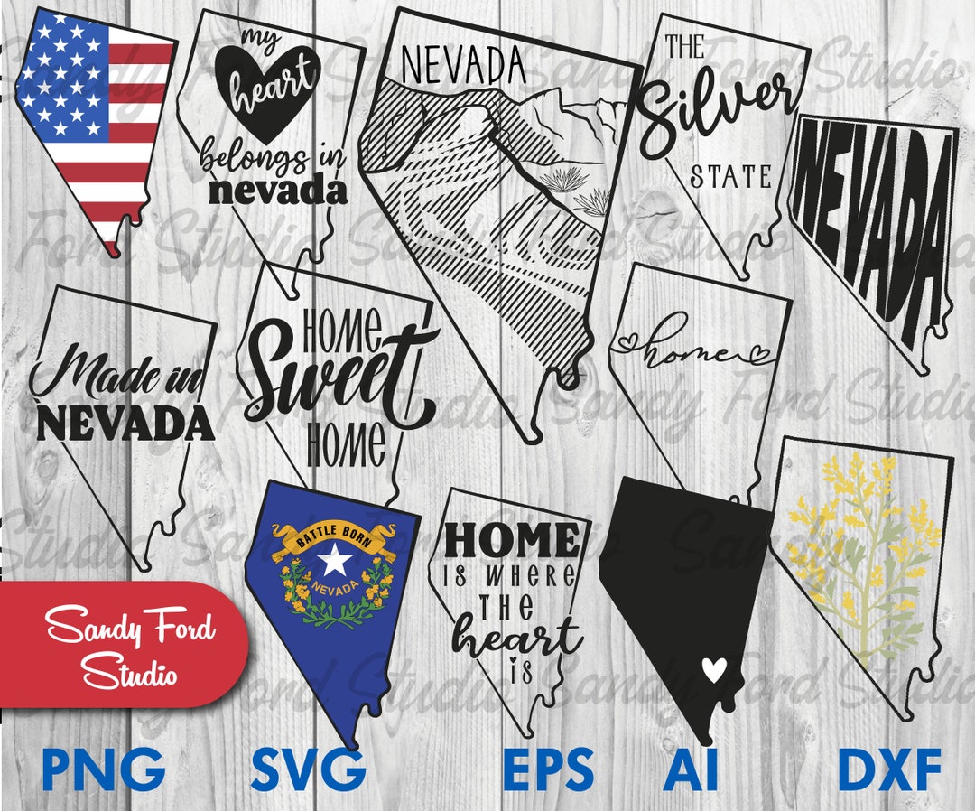Nevada State SVG Bundle, Nevada Clipart, Nevada Outline, Nevada PNG ...
