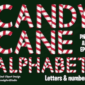 Candy Cane Alphabet - Candy Cane Clipart - Letters and Numbers - Png ...