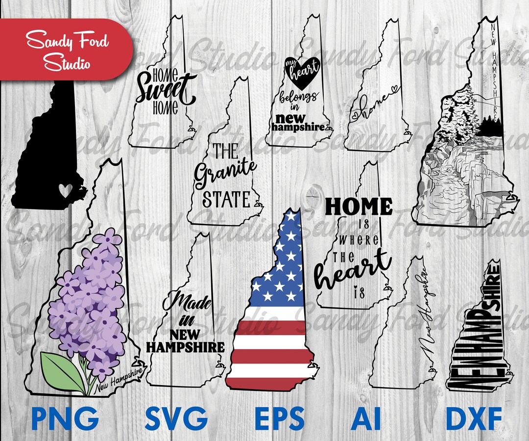 New Hampshire State SVG Bundle, New Hampshire Clipart, New Hampshire ...