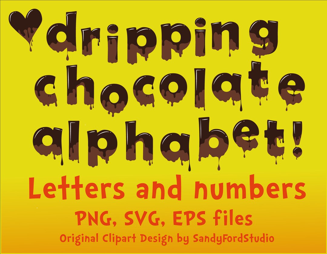 Dripping Chocolate Alphabet Clipart Set SVG PNG EPS - Etsy