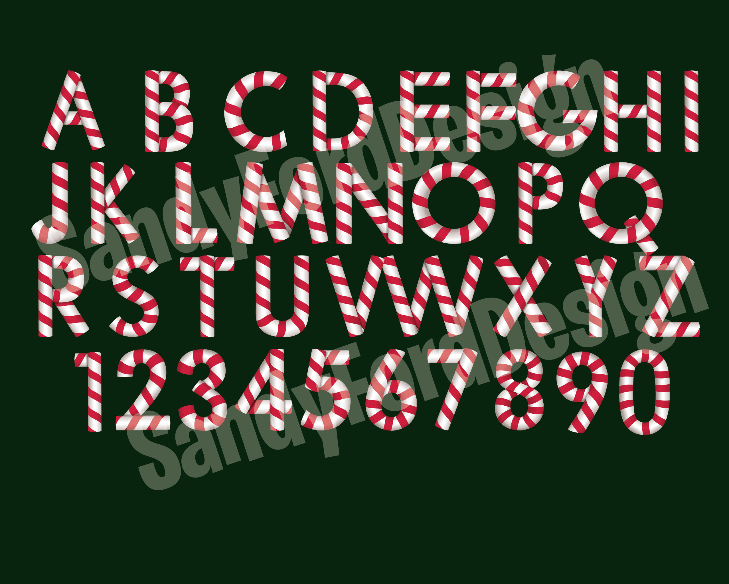 Candy Cane Alphabet Candy Cane Clipart Letters and Numbers - Etsy