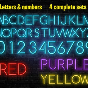Neon Lights Alphabet: Colorful PNG Letters and Numbers (instant Download) - Etsy
