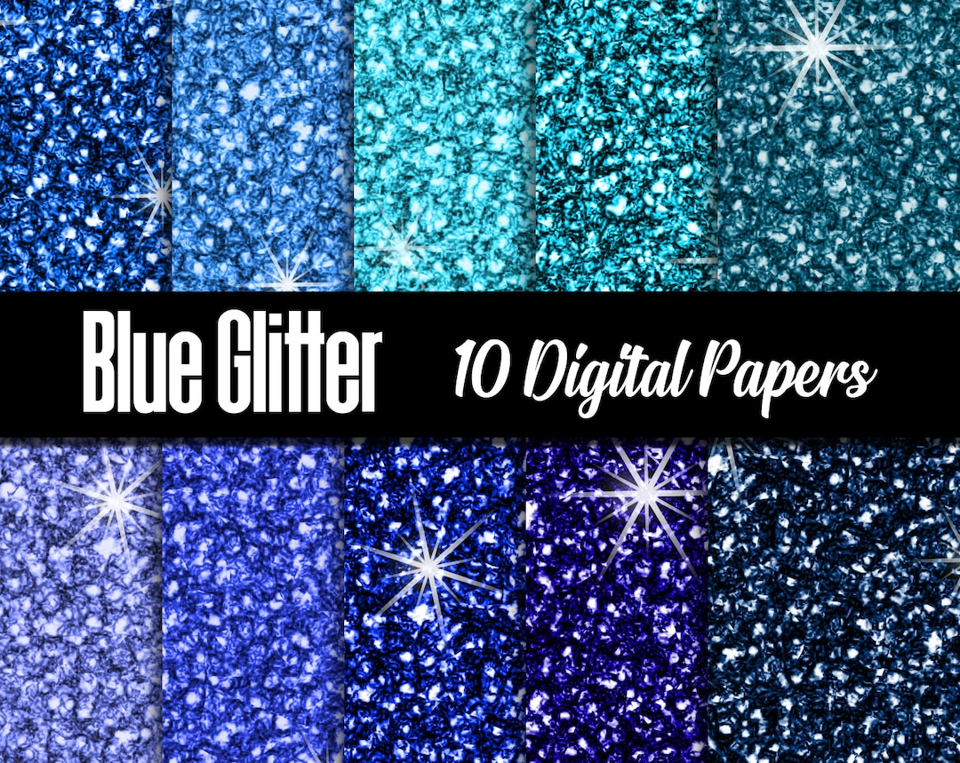 Blue Glitter Digital Papers - Blue Glitter Scrapbooking Paper - Blue ...
