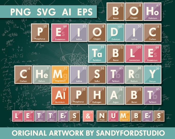 Boho Colors Science Alphabet, Chemistry Alphabet, Periodic Table ...