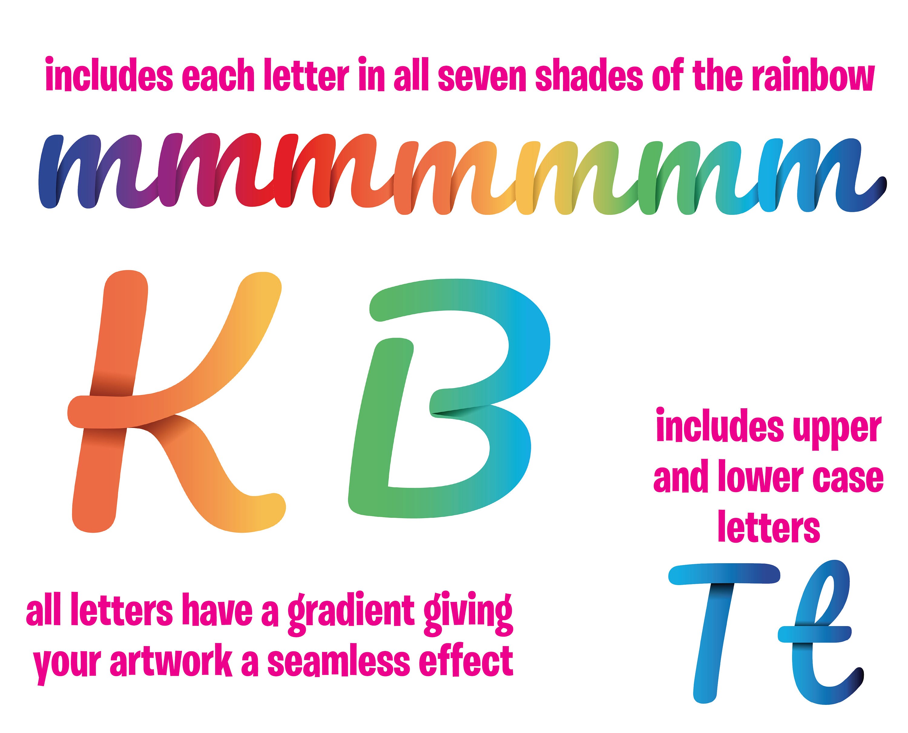 Cursive Rainbow Alphabet: PNG Lettering Set (instant Download) - Etsy