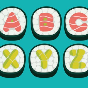 Sushi Alphabet SVG - Sushi Letters, Sushi Clipart Font, Png, Ai, Eps ...