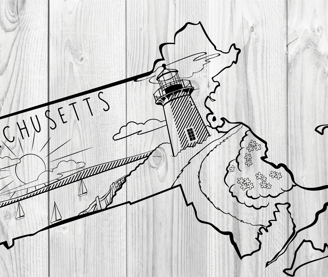 Massachusetts State Outline SVG Bundle: Clipart, Vector Graphics ...