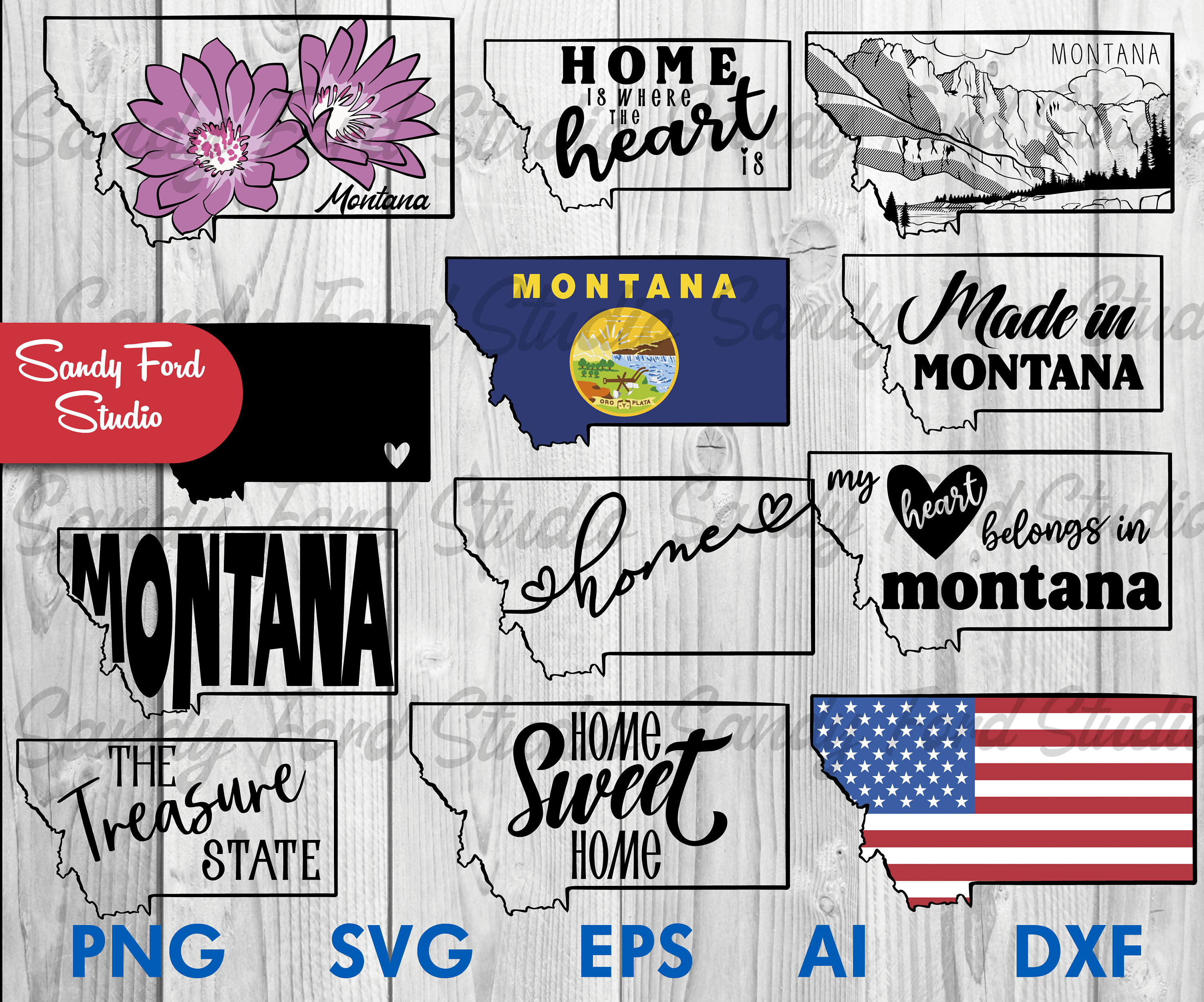 Montana State Outline SVG Bundle: Clipart, Vector Graphics (instant ...