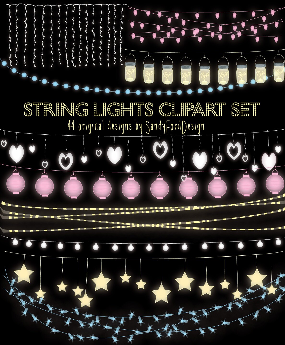 White String Lights Clipart