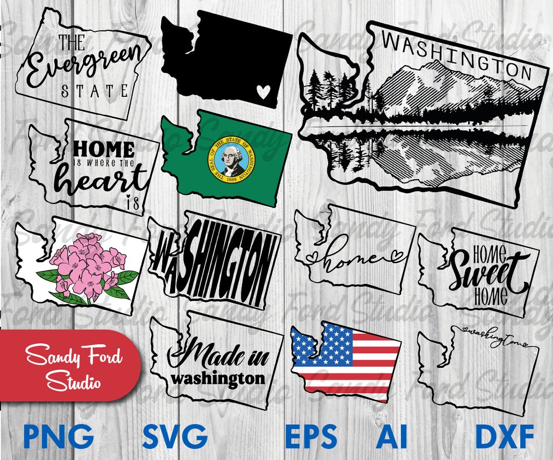 Washington State SVG Bundle, Washington Clipart, Washington Outline ...