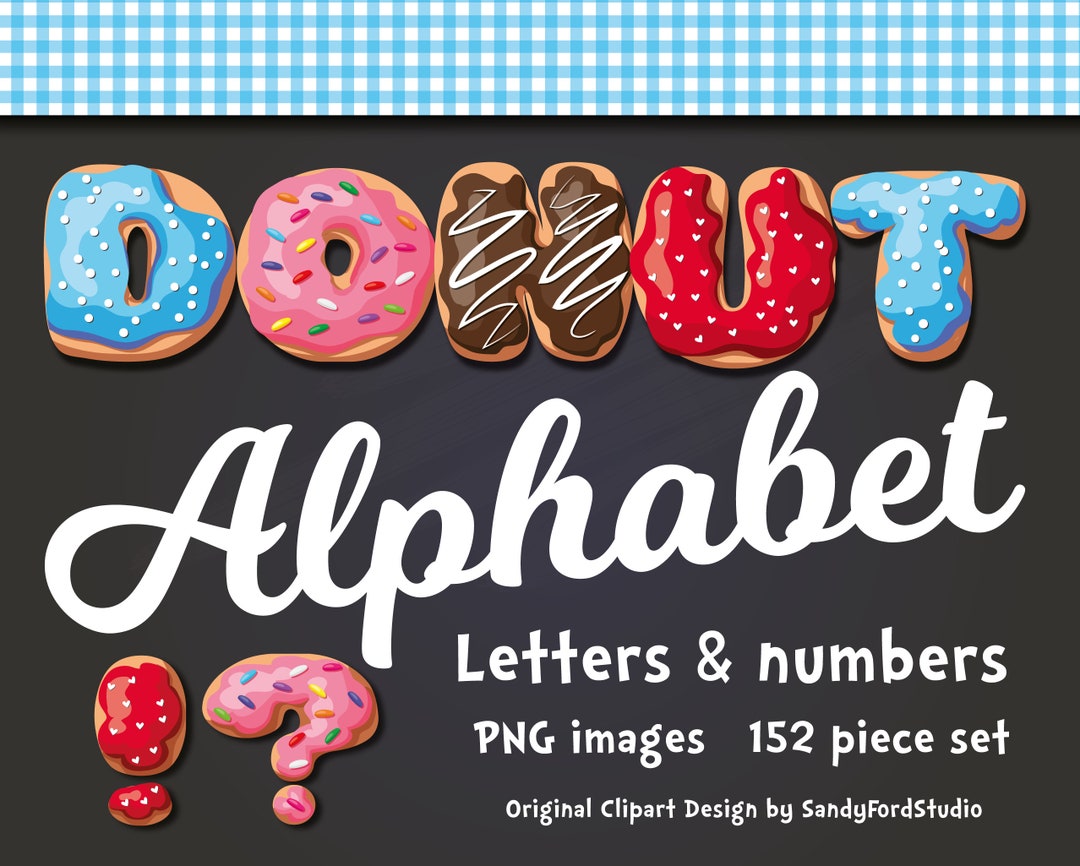 Donut Alphabet Clipart – 4 Color/flavor Sets, Letters & Numbers, 156 ...