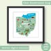 Ohio Illustrated Map: Colorful State Wall Art (digital Download) - Etsy
