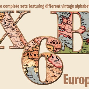 Vintage Map Alphabet PNG Font: Antique Cartography Letters (instant ...