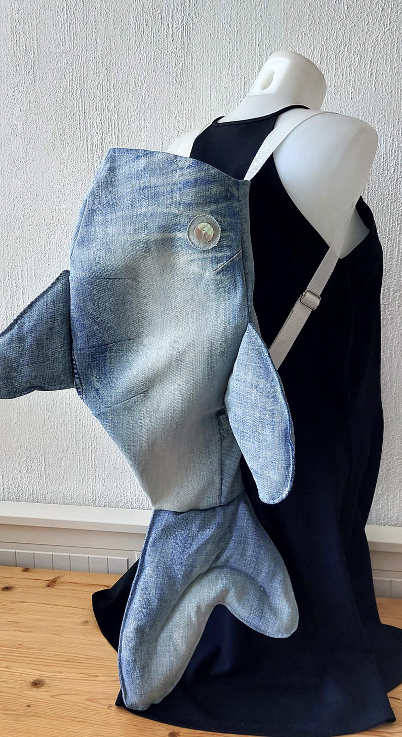 Megalodon XXL Denim Whaleshark Backpack Lightwash Jeans Whale Shark Bag ...