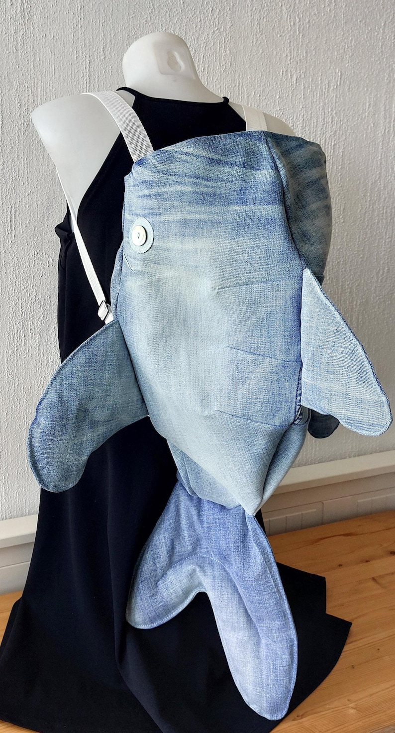 Megalodon XXL Denim Whaleshark Backpack Lightwash Jeans Whale Shark Bag ...