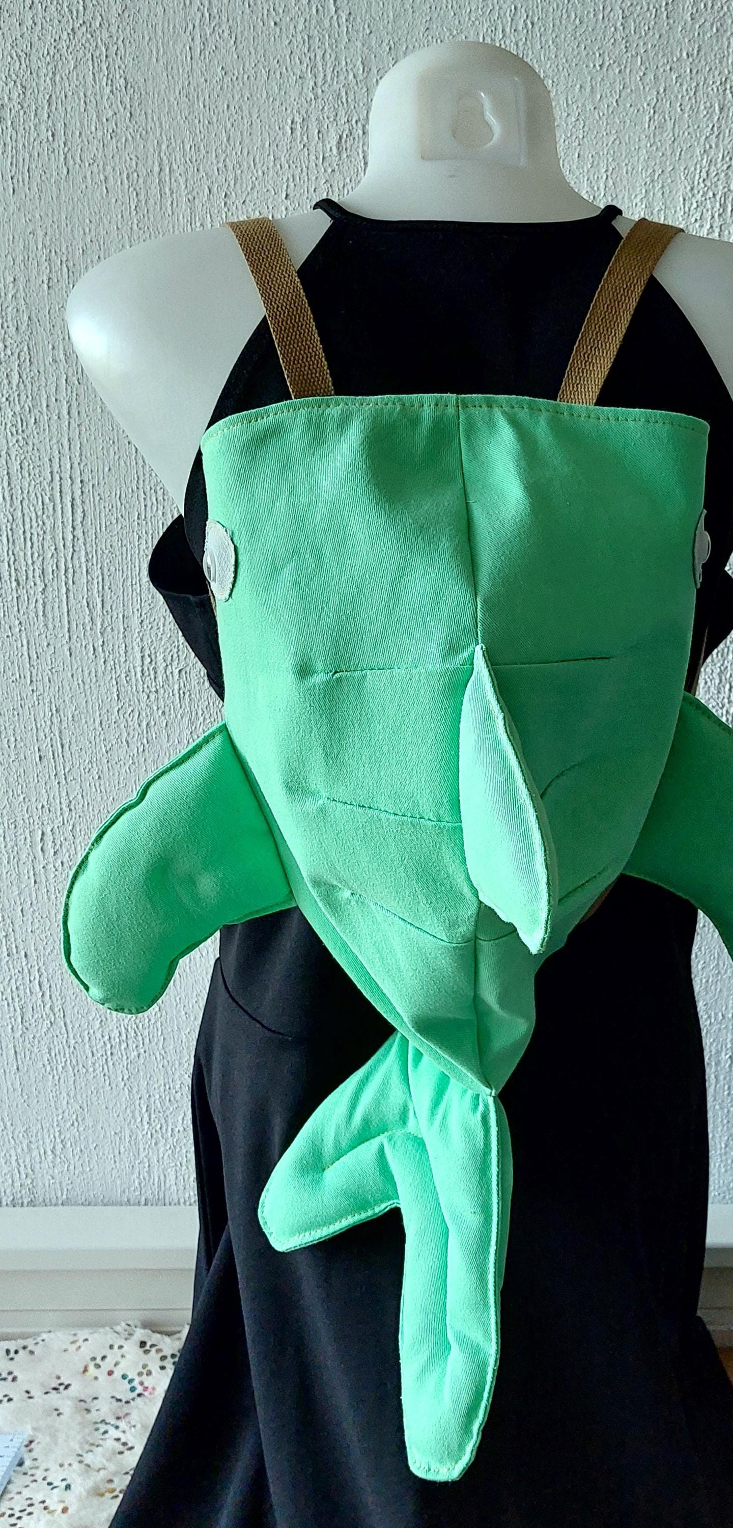 Bright Green Denim Whaleshark Backpack Googly Eyes Recycled Jeans Whale ...