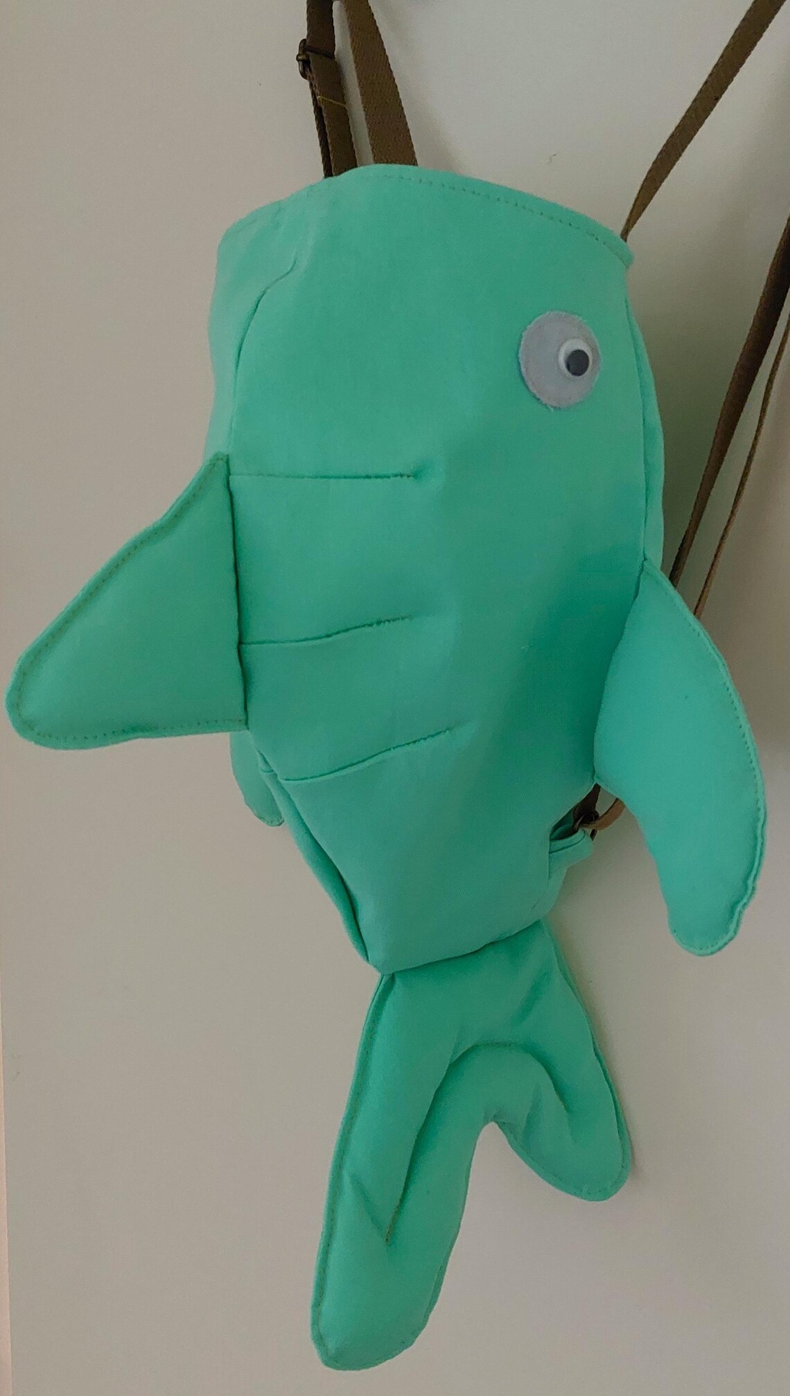 Bright Green Denim Whaleshark Backpack Googly Eyes Recycled Jeans Whale ...