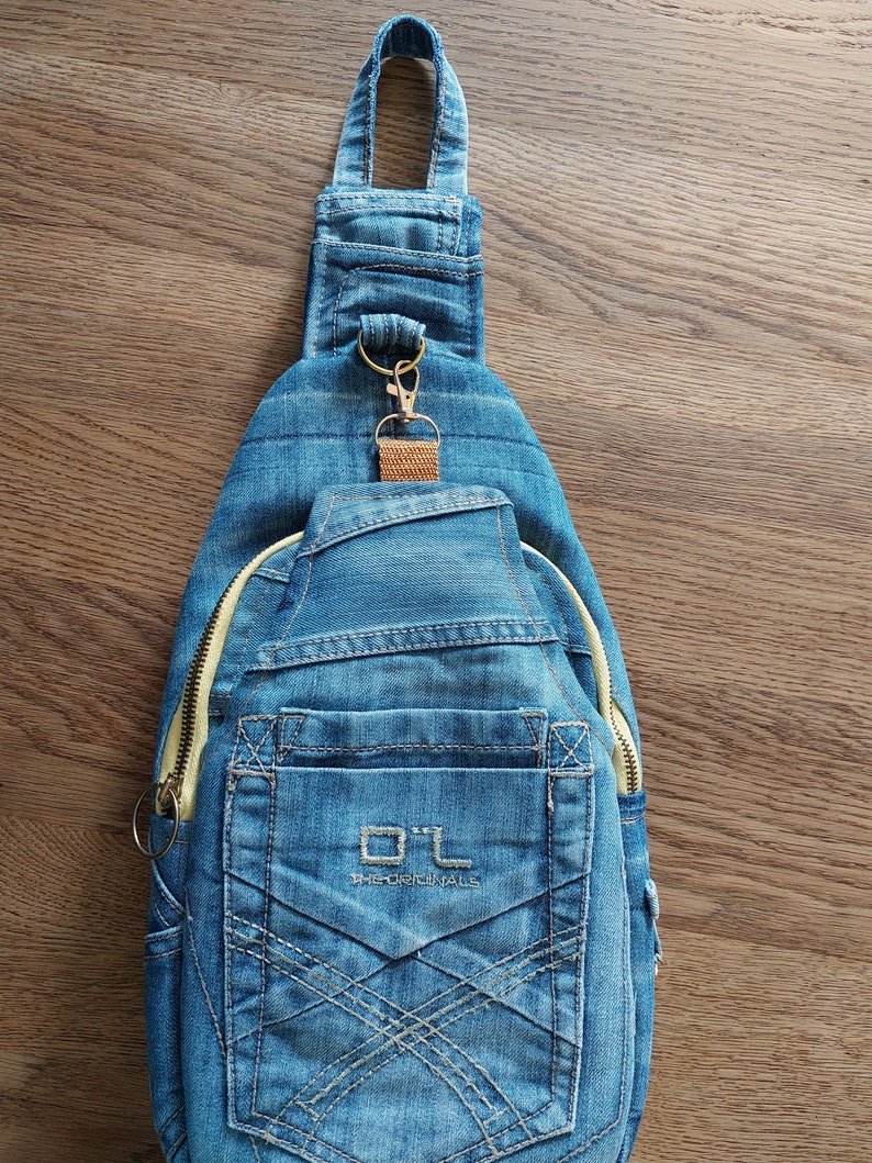 Amazing Designer Denim Crossbody Backpack Jeans Handbag, Recycled ...