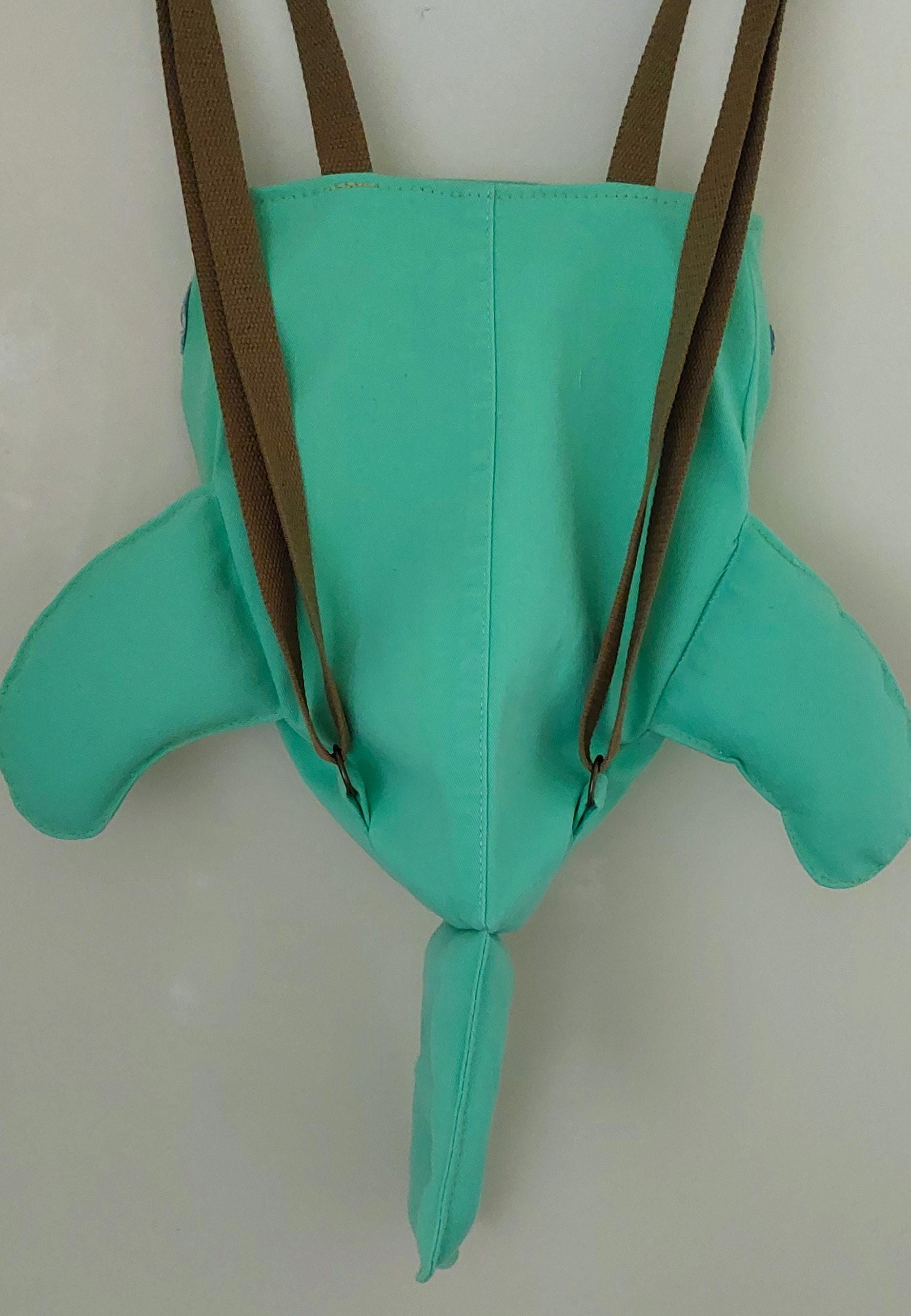 Bright Green Denim Whaleshark Backpack Googly Eyes Recycled Jeans Whale ...