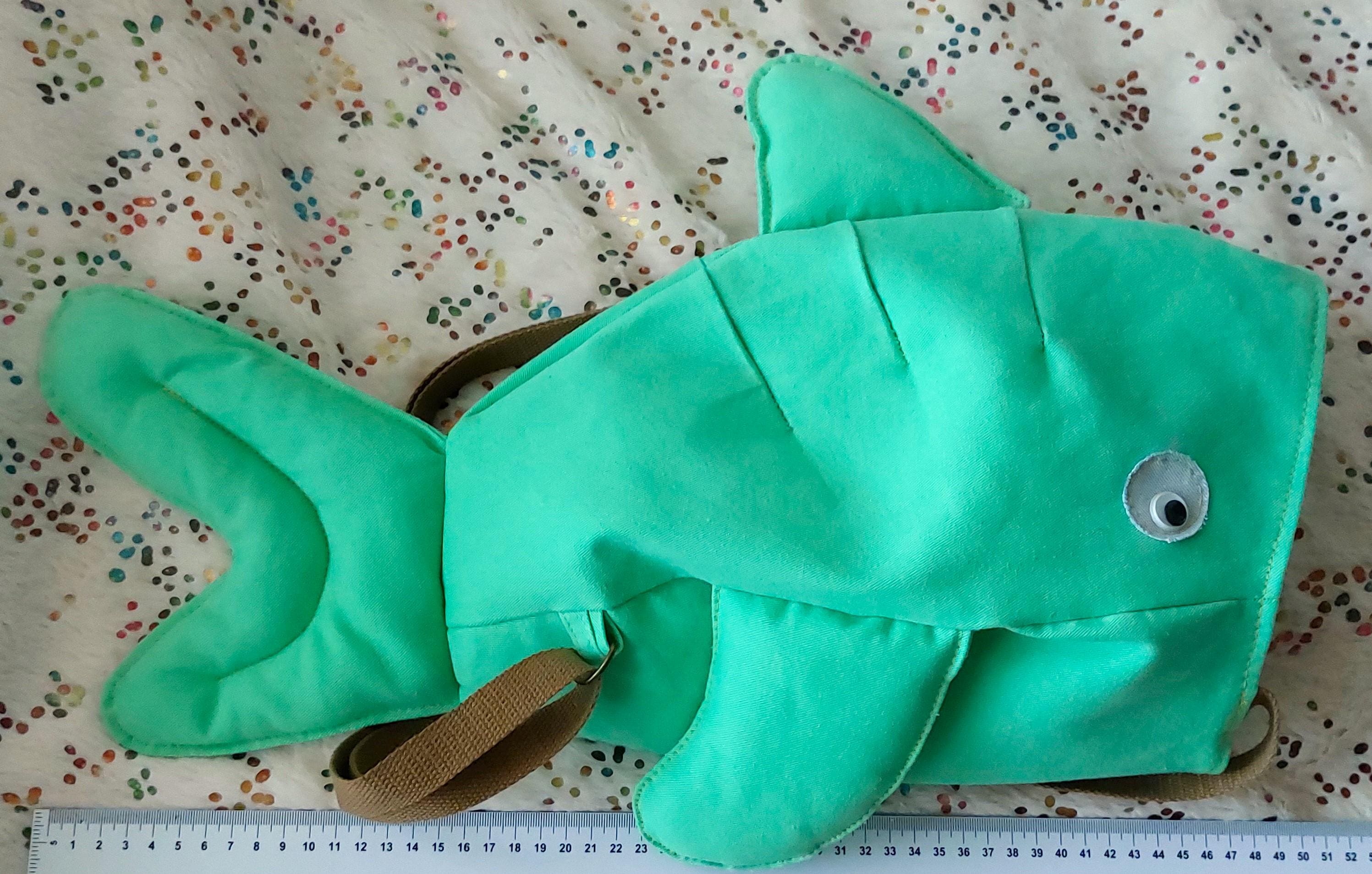 Bright Green Denim Whaleshark Backpack Googly Eyes Recycled Jeans Whale ...