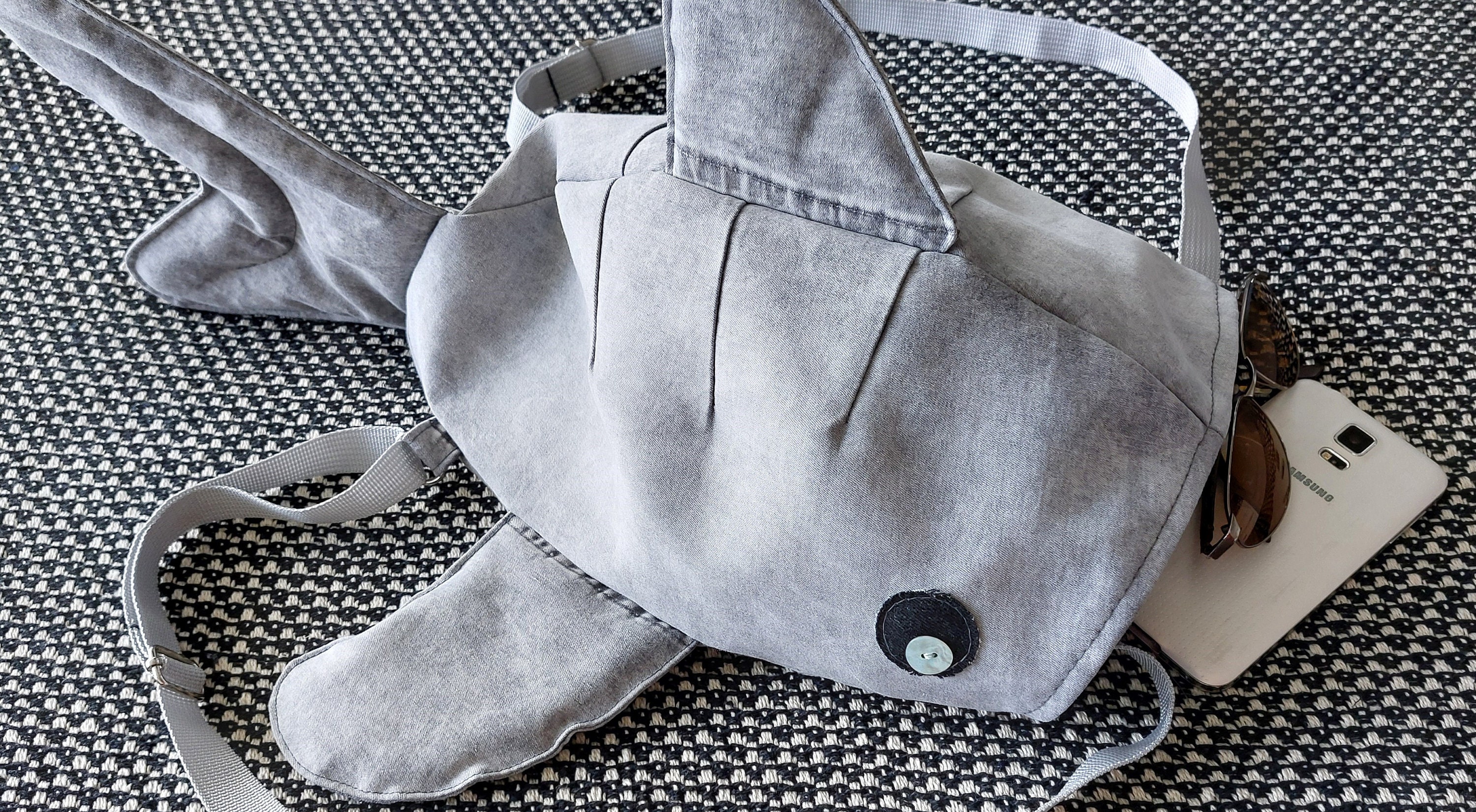 Whale Gray Backpack Denim Bag Animals Gray WHALE Backpack Made of ...