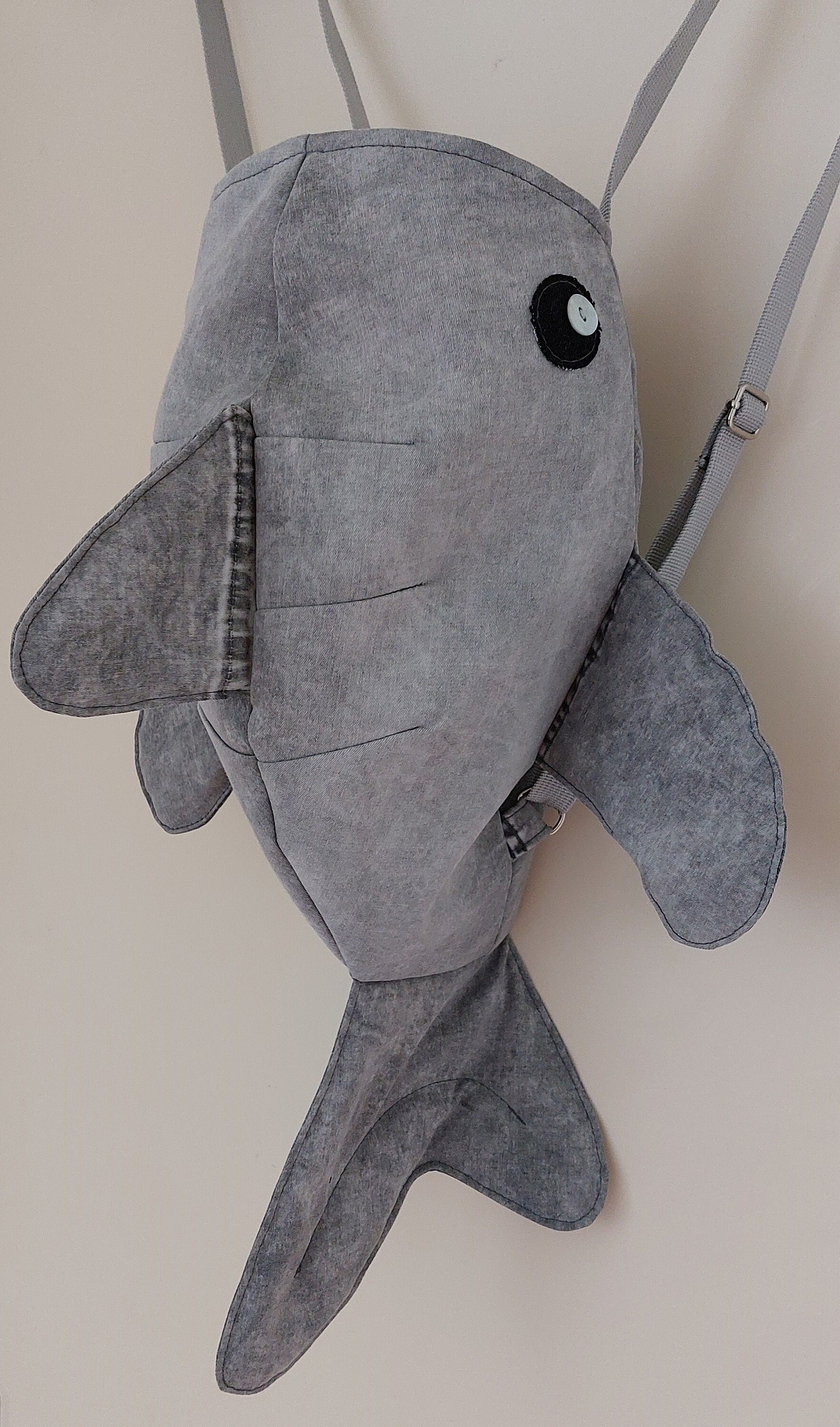 Whale Gray Backpack Denim Bag Animals Gray WHALE Backpack Made of ...