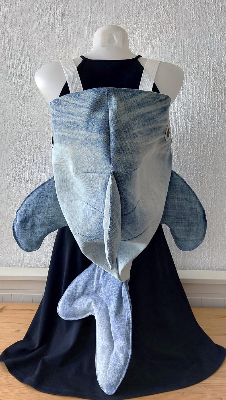 Megalodon XXL Denim Whaleshark Backpack Lightwash Jeans Whale Shark Bag ...
