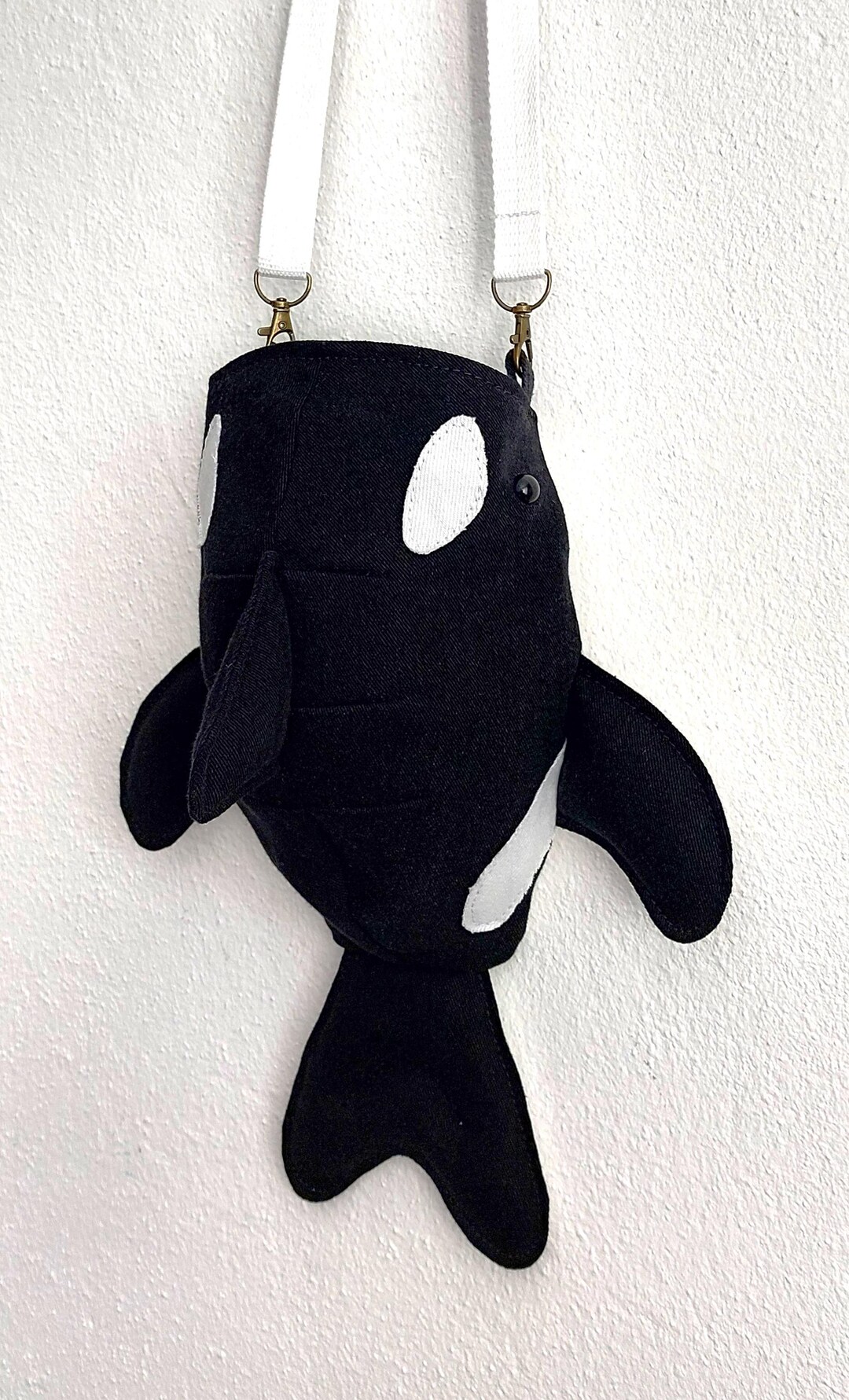 Baby Orca Black & White Denim Shoulderbag, Killer Whale Bag From ...