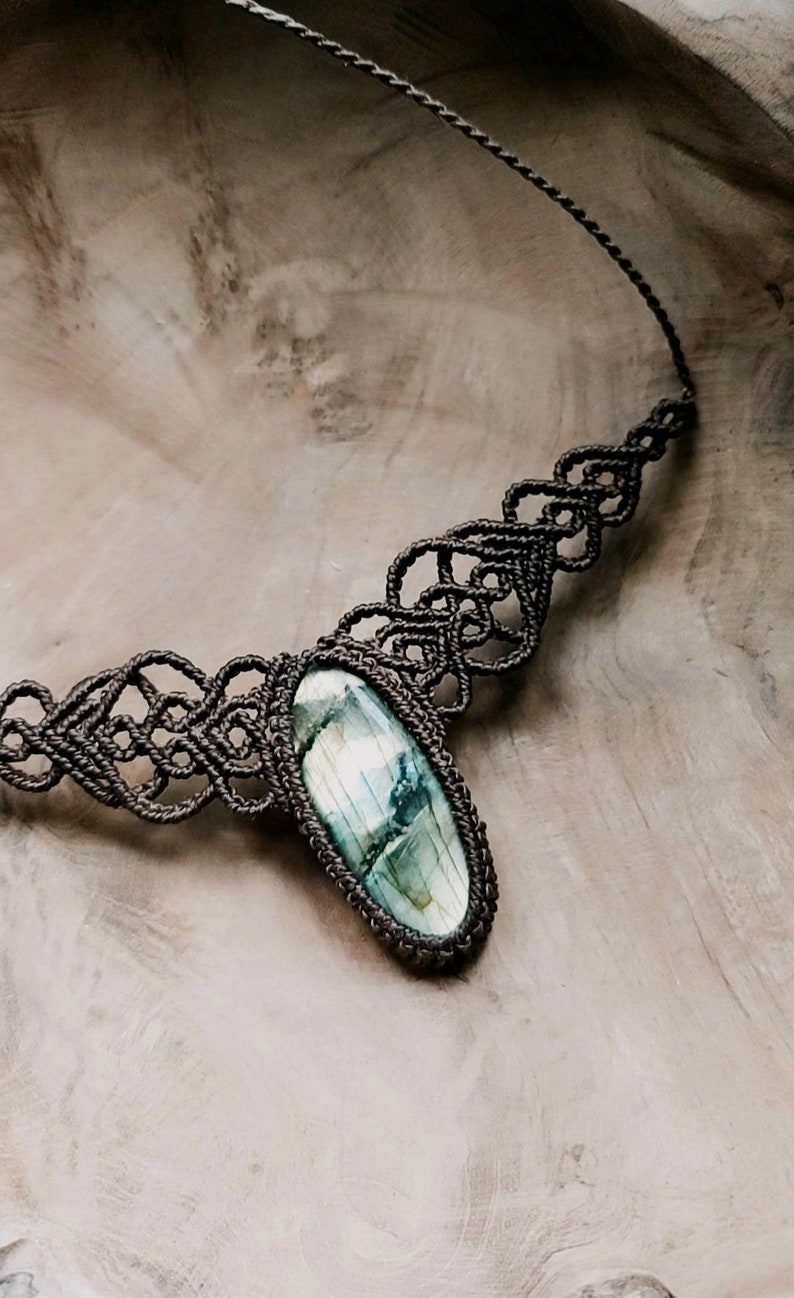 Handmade Macrame Necklace With Labradorite Gemstone/handmade - Etsy