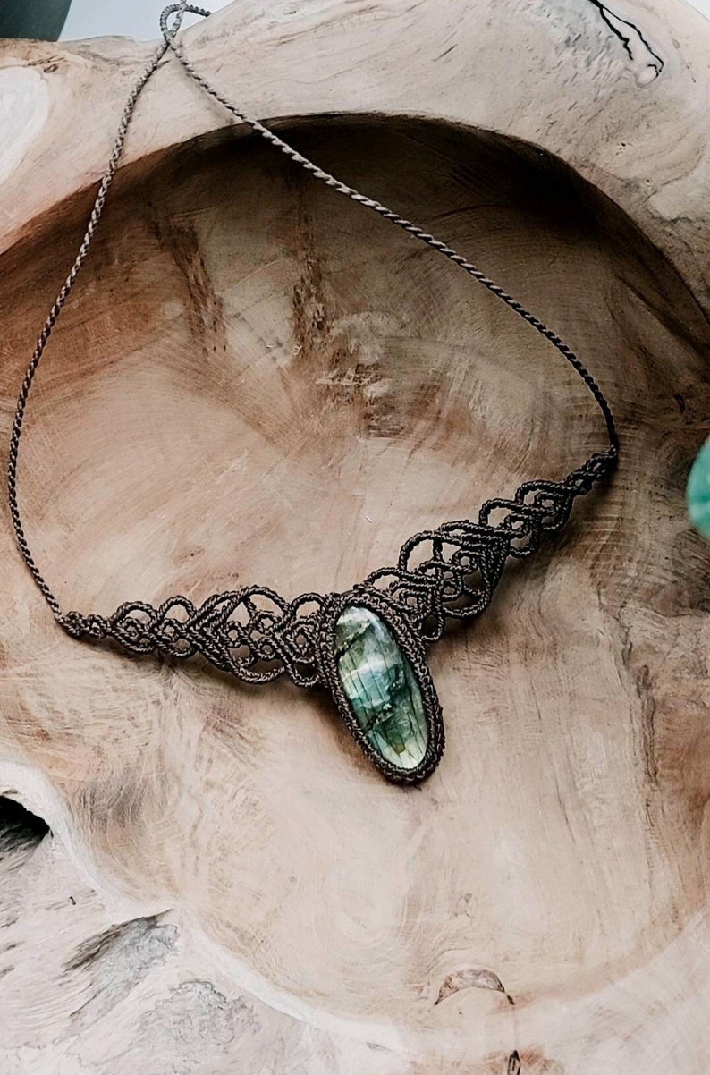 Handmade Macrame Necklace With Labradorite Gemstone/handmade - Etsy