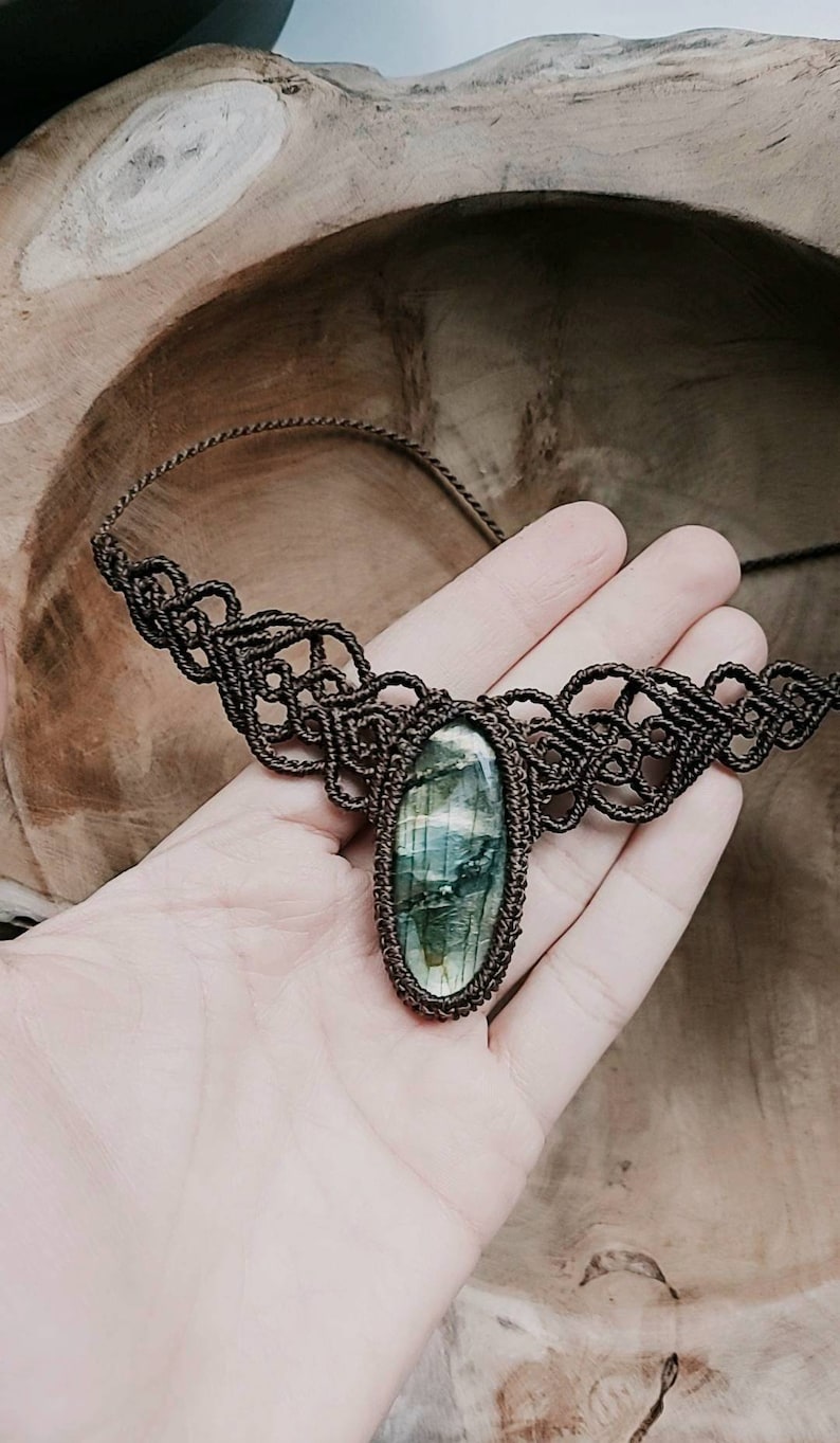 Handmade Macrame Necklace With Labradorite Gemstone/handmade - Etsy