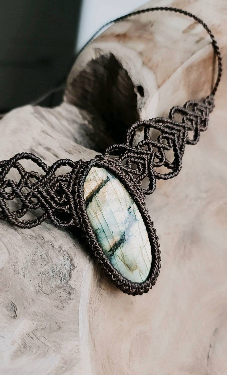 Handmade Macrame Necklace With Labradorite Gemstone/handmade - Etsy