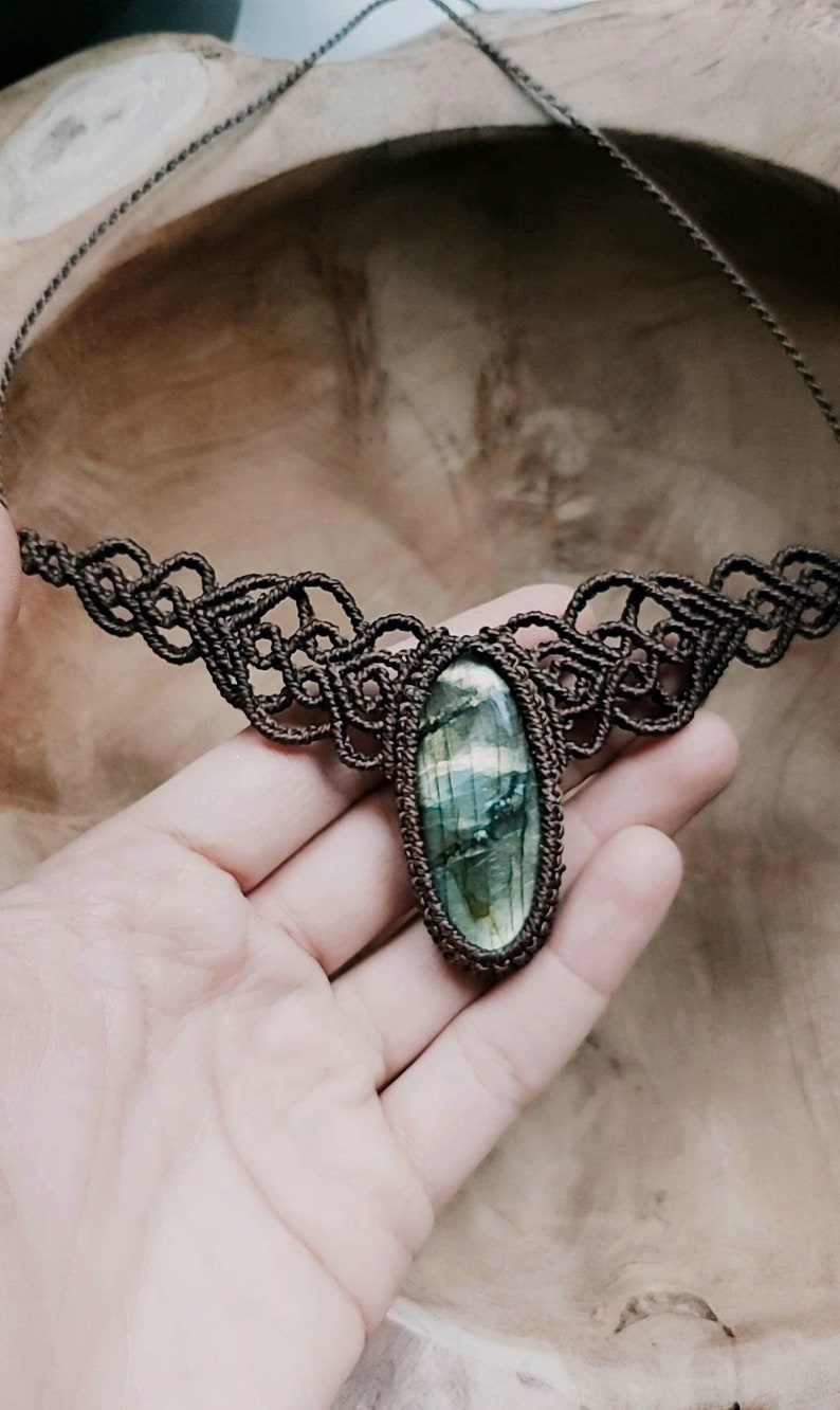 Handmade Macrame Necklace With Labradorite Gemstone/handmade - Etsy