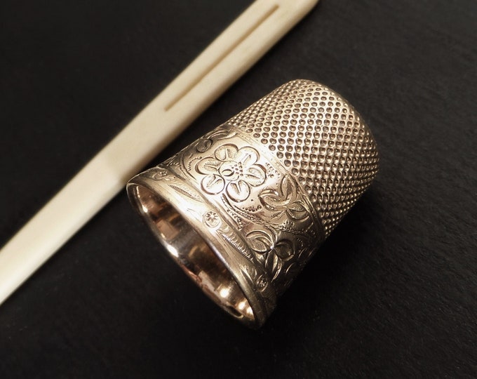 Antique STERN Bros Gold Filled THIMBLE, Engraved Floral Scroll Thimbles ...