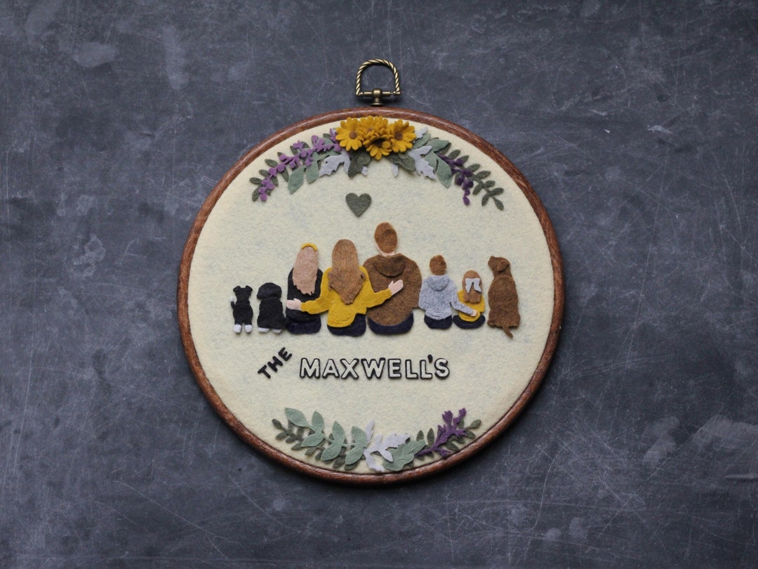 Extra Large Felt Family Portrait With Christmas Hat Add-ons 10 Inch ...